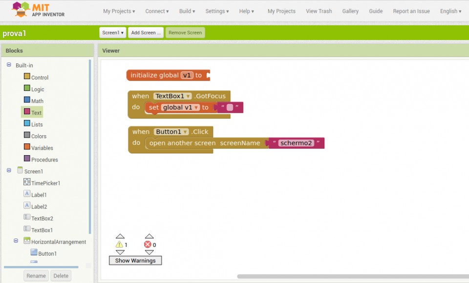 Cos'è MIT App Inventor - program-notes